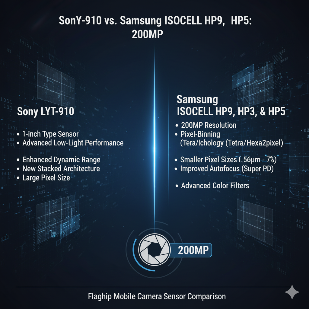 Sony LYT-910 vs. Samsung ISOCELL HP9, HP3, & HP5: 200MP