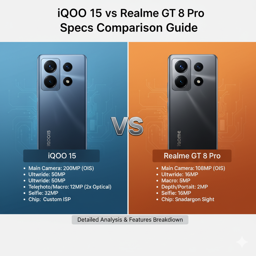 iQOO 15 vs Realme GT 8 Pro Camera Specs Comparison Guide