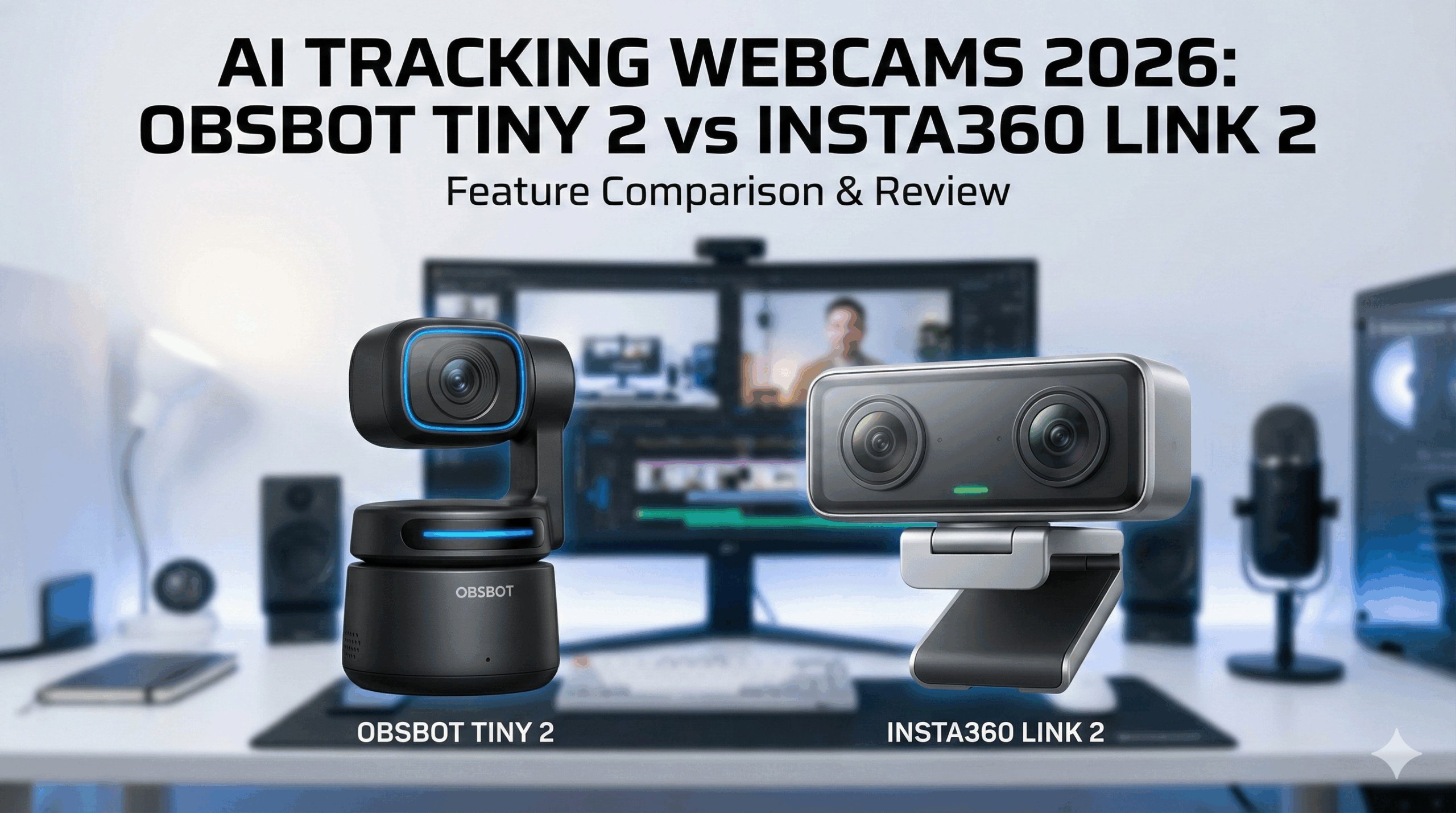 List of AI Tracking Webcams 2026: OBSBOT Tiny 2 vs Insta360 Link 2